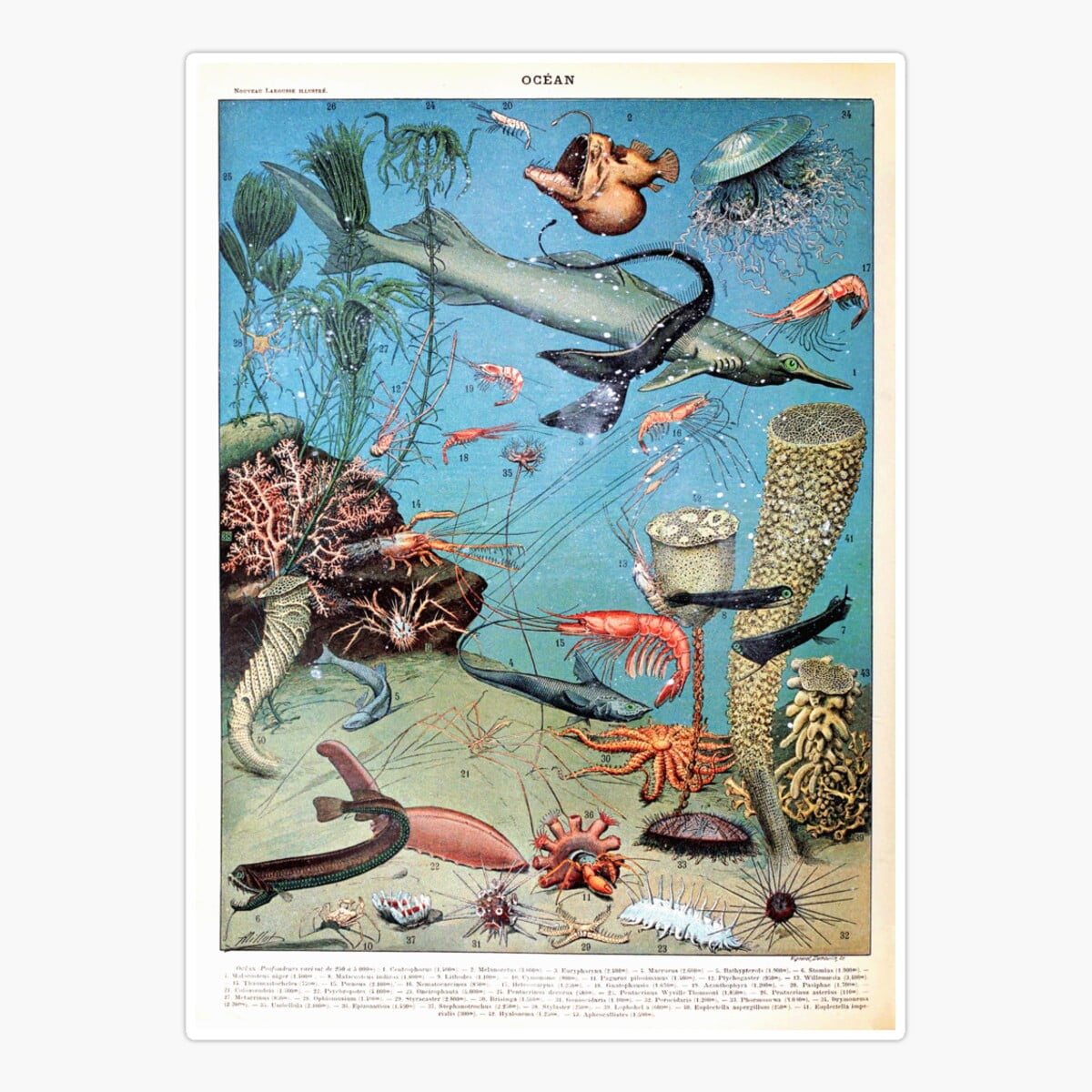 DOPASTICKER Adolphe Millot - Ocean A - French Poster Sticker, Phone ...