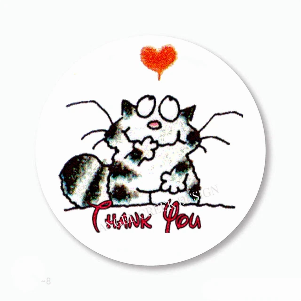DOPASTICKER Adorable Cat Thank You Scrapbook Stickers Phone Decal Water ...