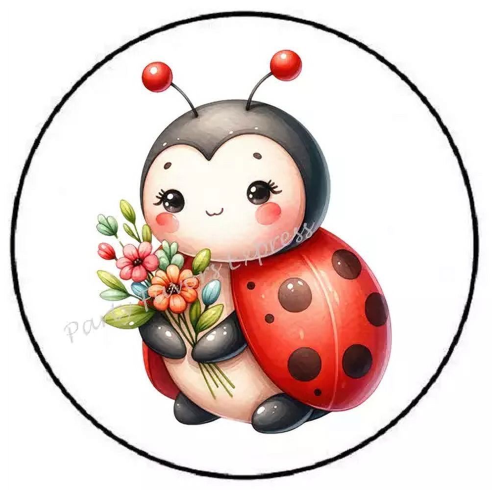 DOPASTICKER Adorable Ladybug With Flowers Decorative Laptop, Phone ...