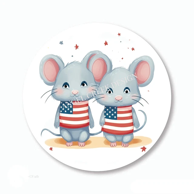 DOPASTICKER Adorable Usa Flag Mice 4Th Of July Favors Sticker Mouse ...
