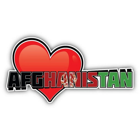 DOPASTICKER Afghanistan Art Heart Flag Travel Car Bumper Sticker Decal ...