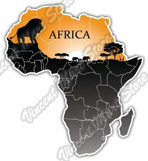 DOPASTICKER Africa Map Desert Safari Lion Gift Idea Car Sticker Decal ...