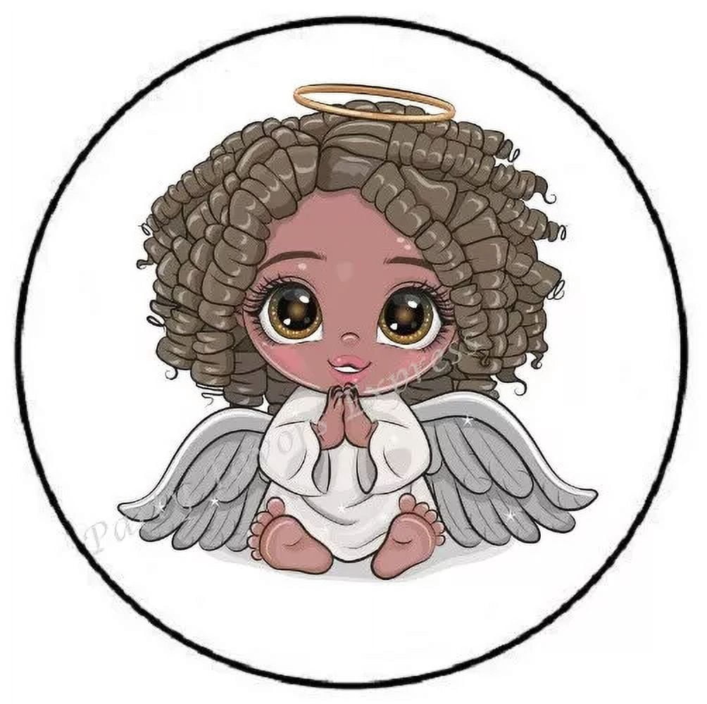 DOPASTICKER African American Dark Skin Angel Stickers Favors Gift You ...