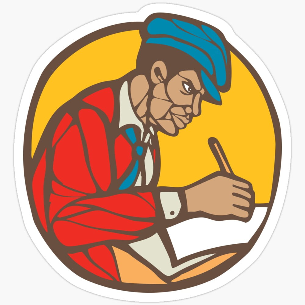 DOPASTICKER African-American Writer Journalist Linocut Sticker Phone ...