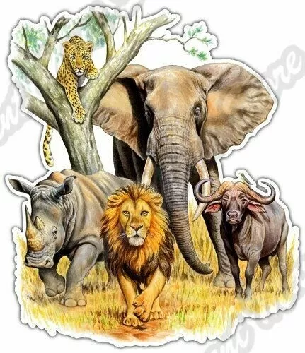 DOPASTICKER African Animals Lion Rhino Elephant Car Window Sticker ...