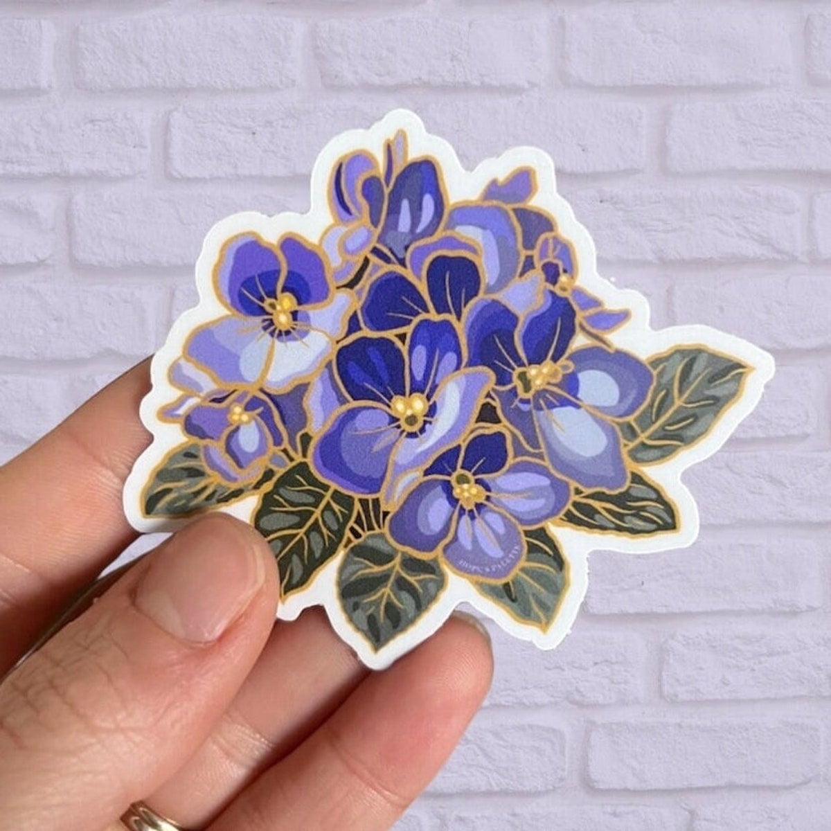 DOPASTICKER African Violet Sticker, February Birth Flower, Purple ...