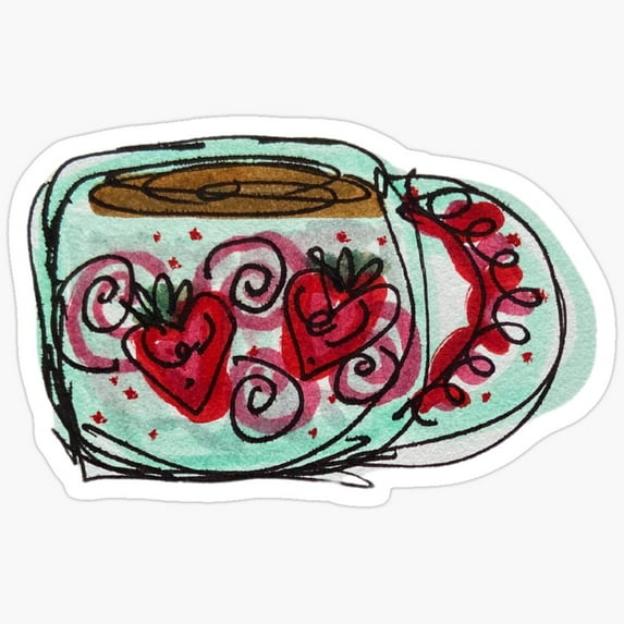 DOPASTICKER Agua Strawberry Mug Sticker Phone Sticker, Latop Sticker ...
