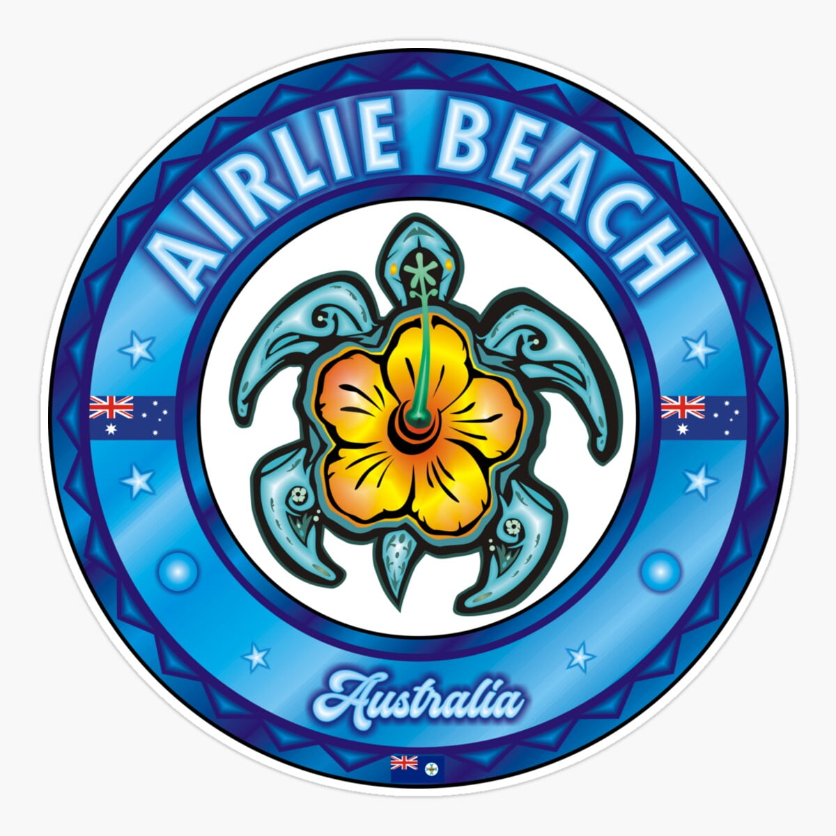 DOPASTICKER Airlie Beach Whitsunday Australia Sea Turtle Hibiscus ...