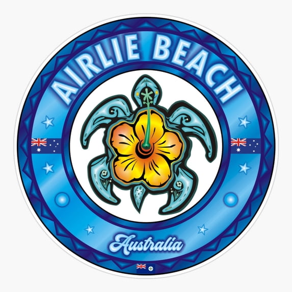 DOPASTICKER Airlie Beach Whitsunday Australia Sea Turtle Hibiscus ...