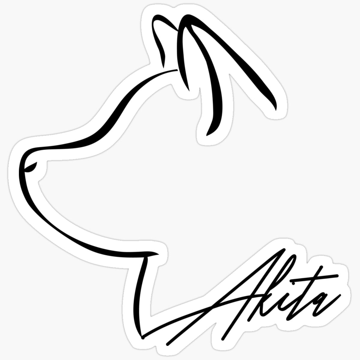 DOPASTICKER Akita Dog Dogs In Profile Sticker, Waterproof Decal For Pet ...