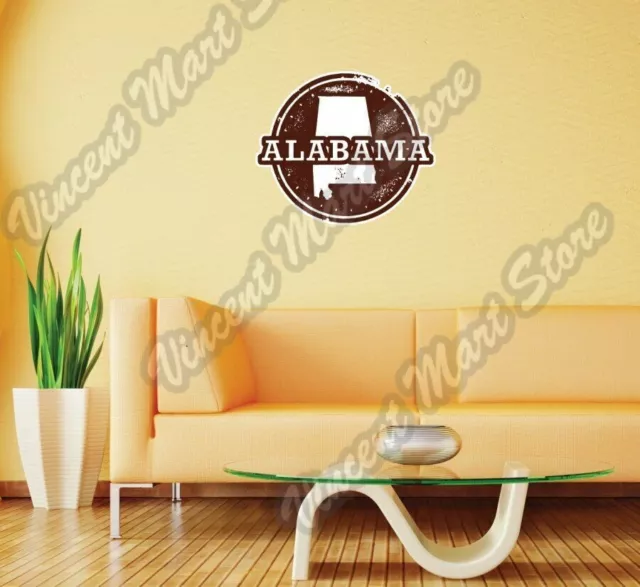 DOPASTICKER Alabama State Map Usa Grunge Wall Sticker Room Interior ...