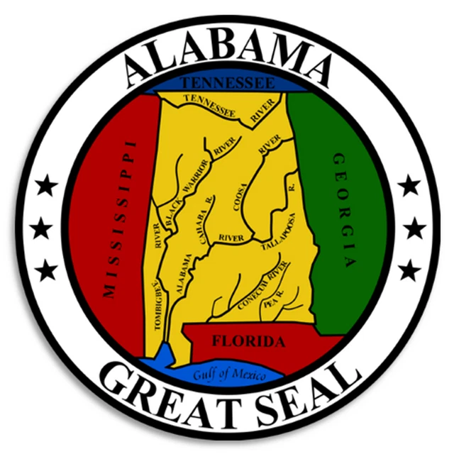 DOPASTICKER Alabama State Seal Emblem Sticker, Usa America Phone Decal ...