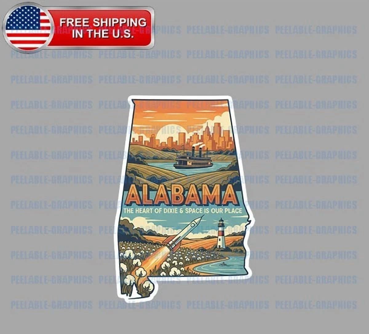 DOPASTICKER Alabama State Sticker Souvenir Travel Sticker Phone Sticker ...