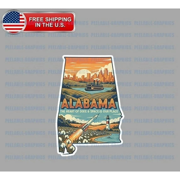 DOPASTICKER Alabama State Sticker Souvenir Travel Sticker Phone Sticker ...