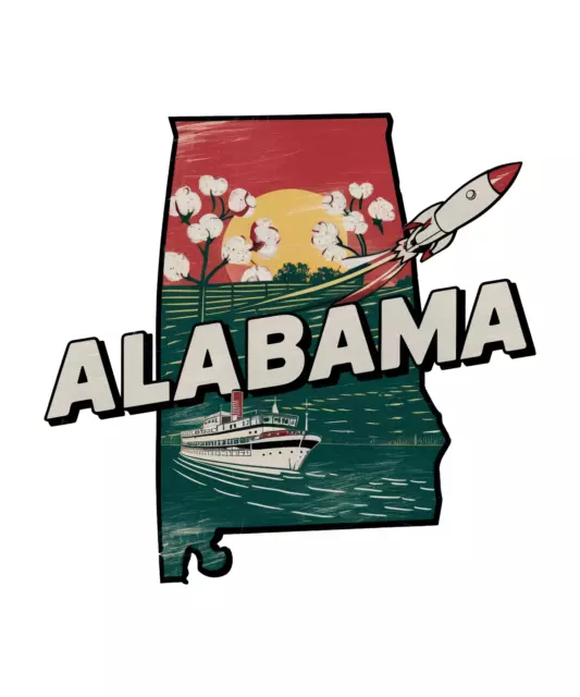 DOPASTICKER Alabama State Sticker Usa Farmland Home Country Retro ...