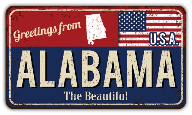 DOPASTICKER Alabama State Usa Grunge Emblem Flag Car Sticker Decal ...