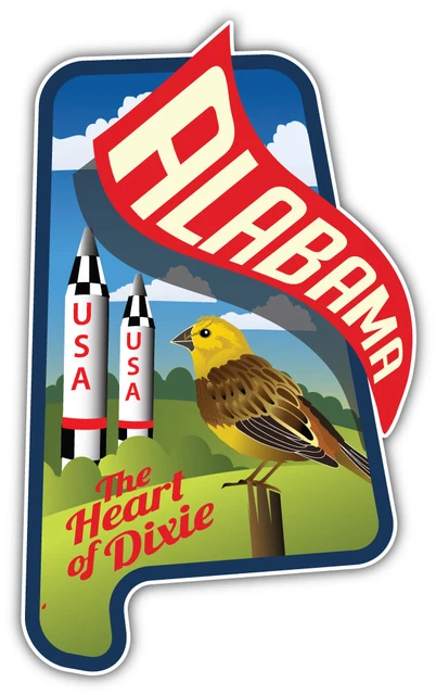 DOPASTICKER Alabama Usa Map State Heart Of Dixie Car Sticker Decal ...
