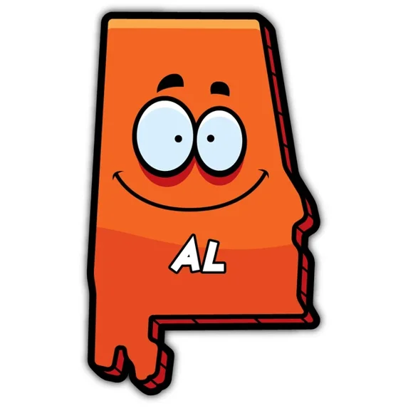 DOPASTICKER Alabama Usa State Cartoon Map Sticker Decal Phone Decal ...