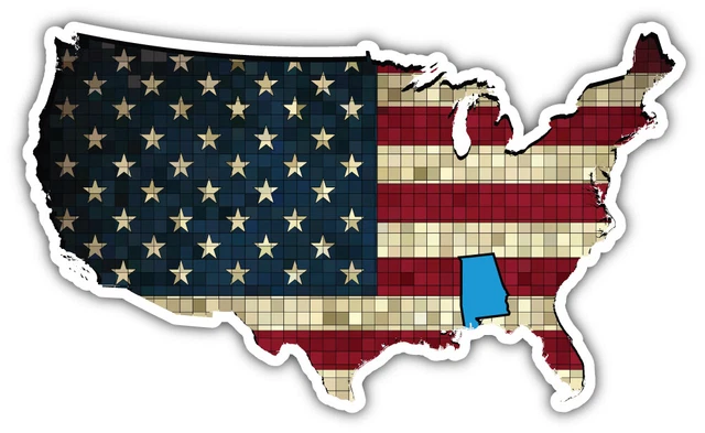 DOPASTICKER Alabama Usa State Country Flag Map Sticker Decal Phone ...