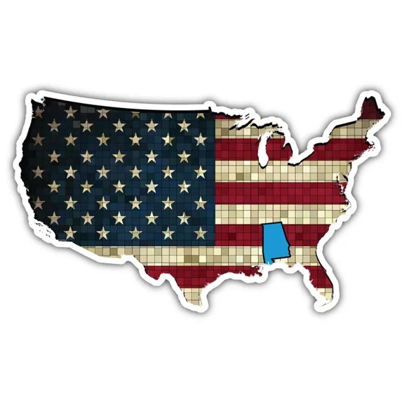 DOPASTICKER Alabama Usa State Country Flag Map Sticker Decal Phone ...