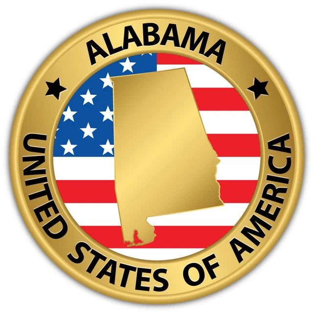 DOPASTICKER Alabama Usa State Golden Badge Sticker Decal Phone Decal ...