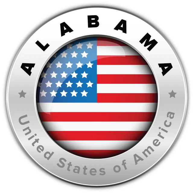 DOPASTICKER Alabama Usa State Silver Badge Car Sticker Decal Phone ...