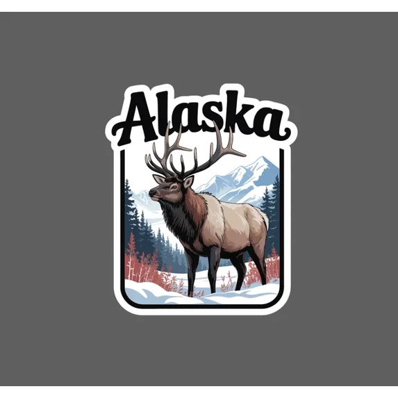 DOPASTICKER Alaska Sticker Elk Wildlife Nature Scene Sticker Phone ...