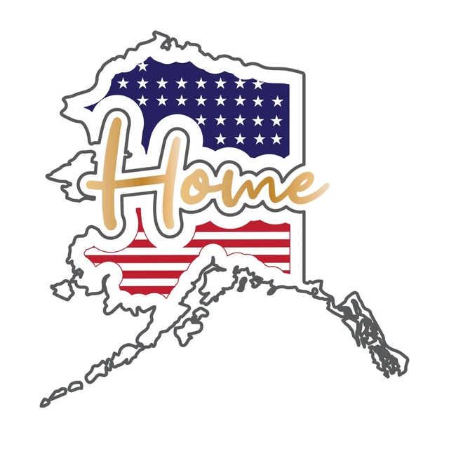 DOPASTICKER Alaska Sticker Home America Flag Red White Blue United ...