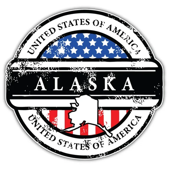 DOPASTICKER Alaska Usa State Grunge Badge Sticker Decal Phone Decal ...