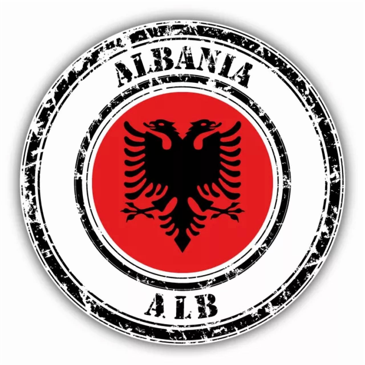 DOPASTICKER Albania Flag Grunge Rubber Sticker Decal Phone Decal Water ...