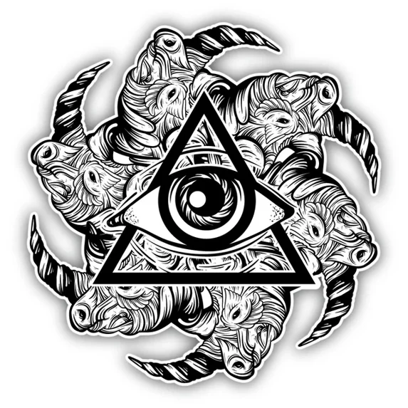 DOPASTICKER All Seeing Eye With Rhinos Sticker Phone Water Bottle ...