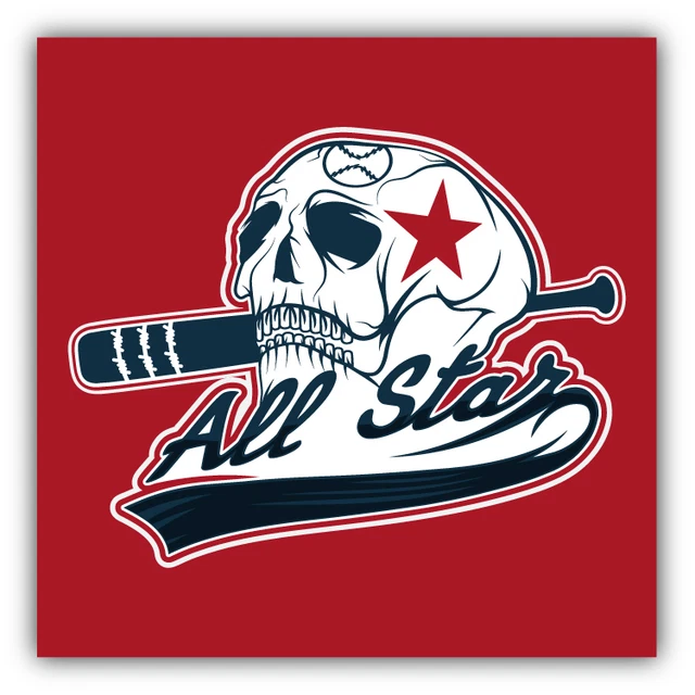DOPASTICKER All Star Baseball Skull Sport Sticker Decal Phone Decal ...