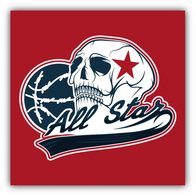 DOPASTICKER All Star Basketball Skull Sport Sticker Decal Phone Decal ...