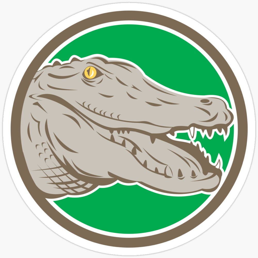 DOPASTICKER Alligator Head Snout Circle Retro Sticker Phone Decal Water ...