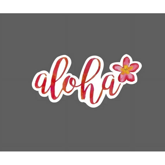 DOPASTICKER Aloha Sticker Floral Written Hawaii Hibiscus Ocean Beach ...