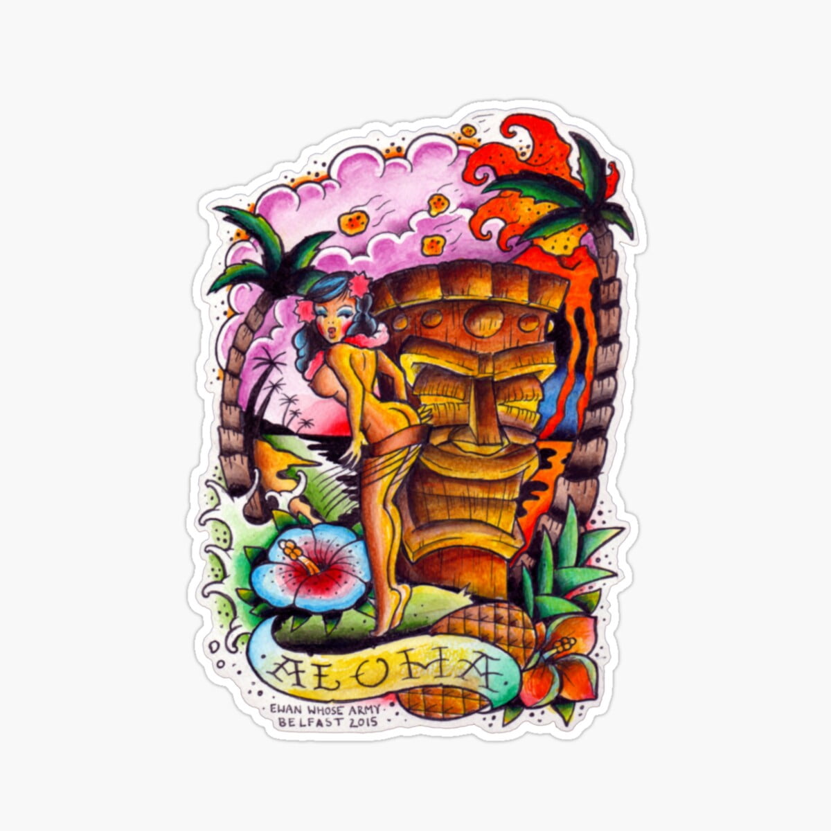 DOPASTICKER Aloha! Sticker, Phone Sticker Water Bottle Sticker Car ...