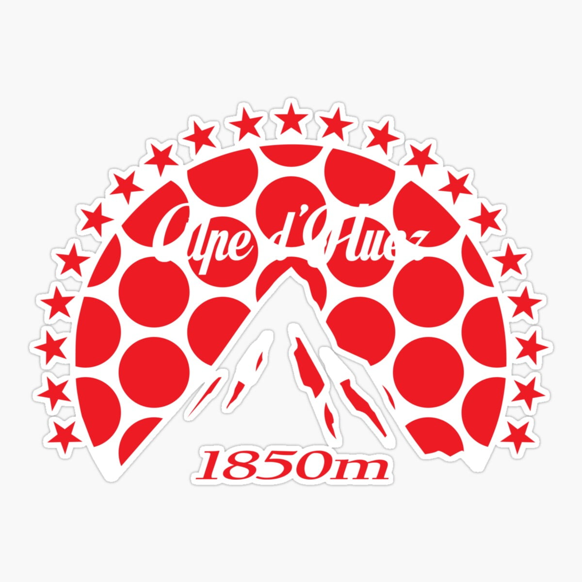 DOPASTICKER Alpe D'Huez (Red Polka Dot) Sticker, Phone Sticker Car ...
