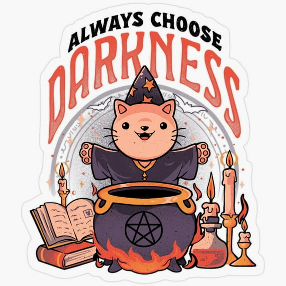 DOPASTICKER Always Choose Darkness - Dark Cute Cat Ritual Magic Goth ...