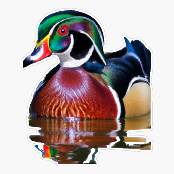 DOPASTICKER Amazing Colorul Wood Duck And Relection Or Duck Hunters ...