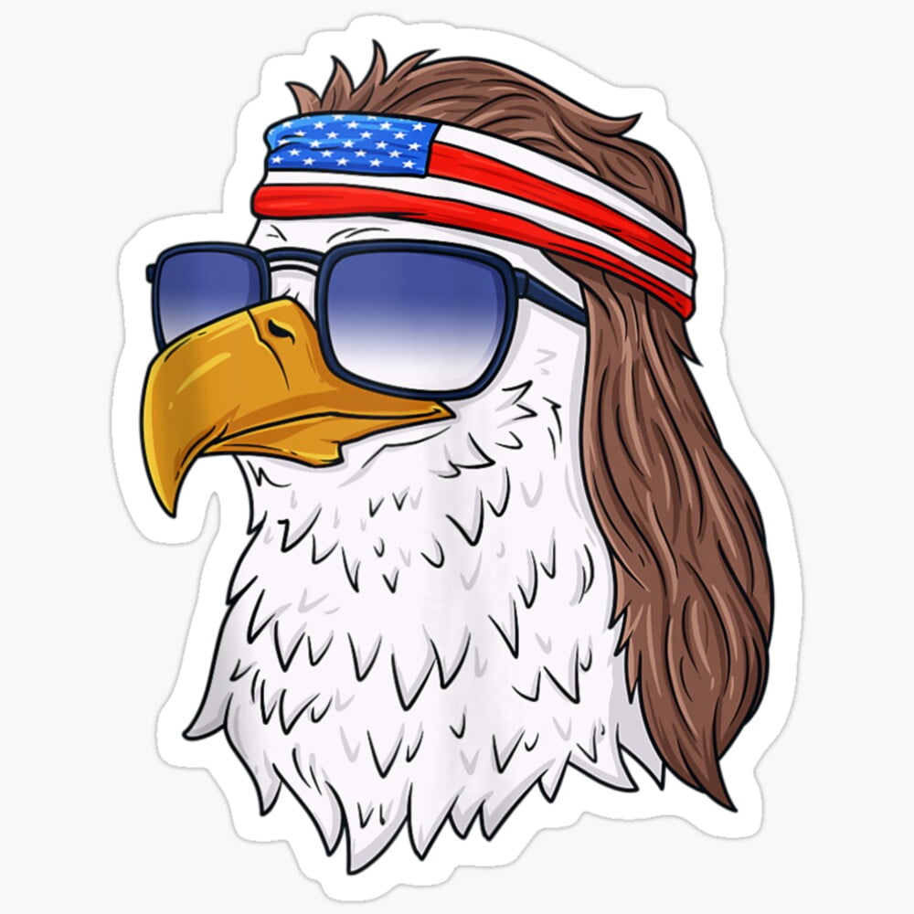 DOPASTICKER American Bald Eagle Mullet 4Th Of July Sticker Phone Decal ...