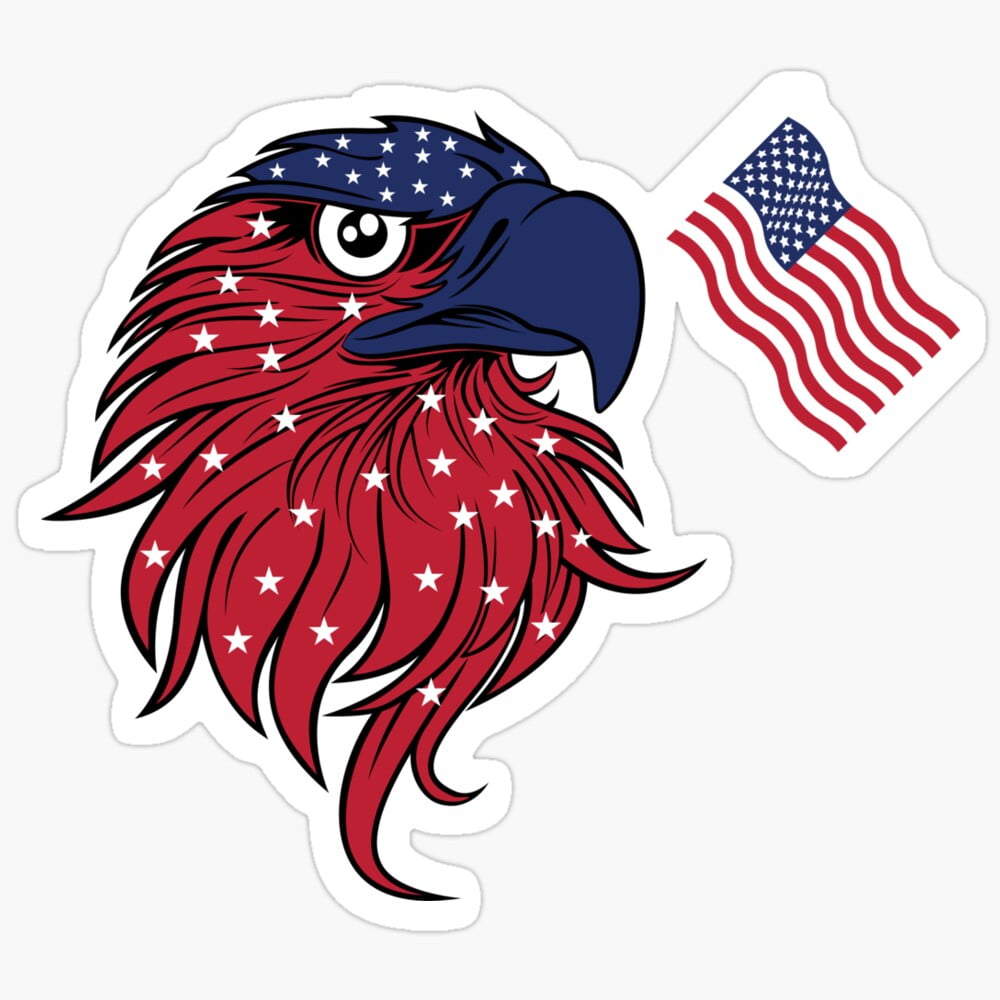 DOPASTICKER American Bald Eagle Sticker Fourth Of July Sticker ...