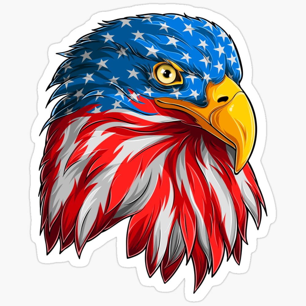 DOPASTICKER American Bald Eagle Sticker Fourth Of July Sticker ...