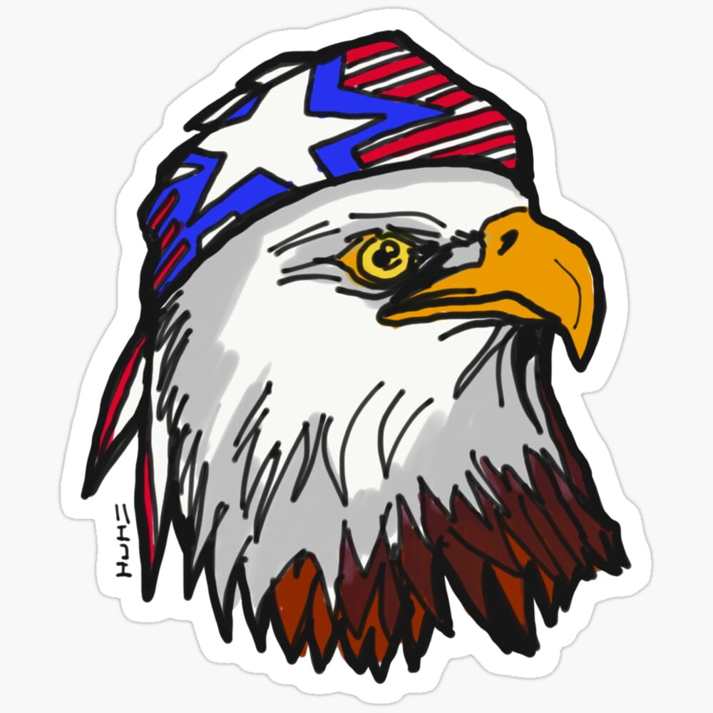 DOPASTICKER American Bald Eagle With Usa Bandana Celebrates July 4Th ...