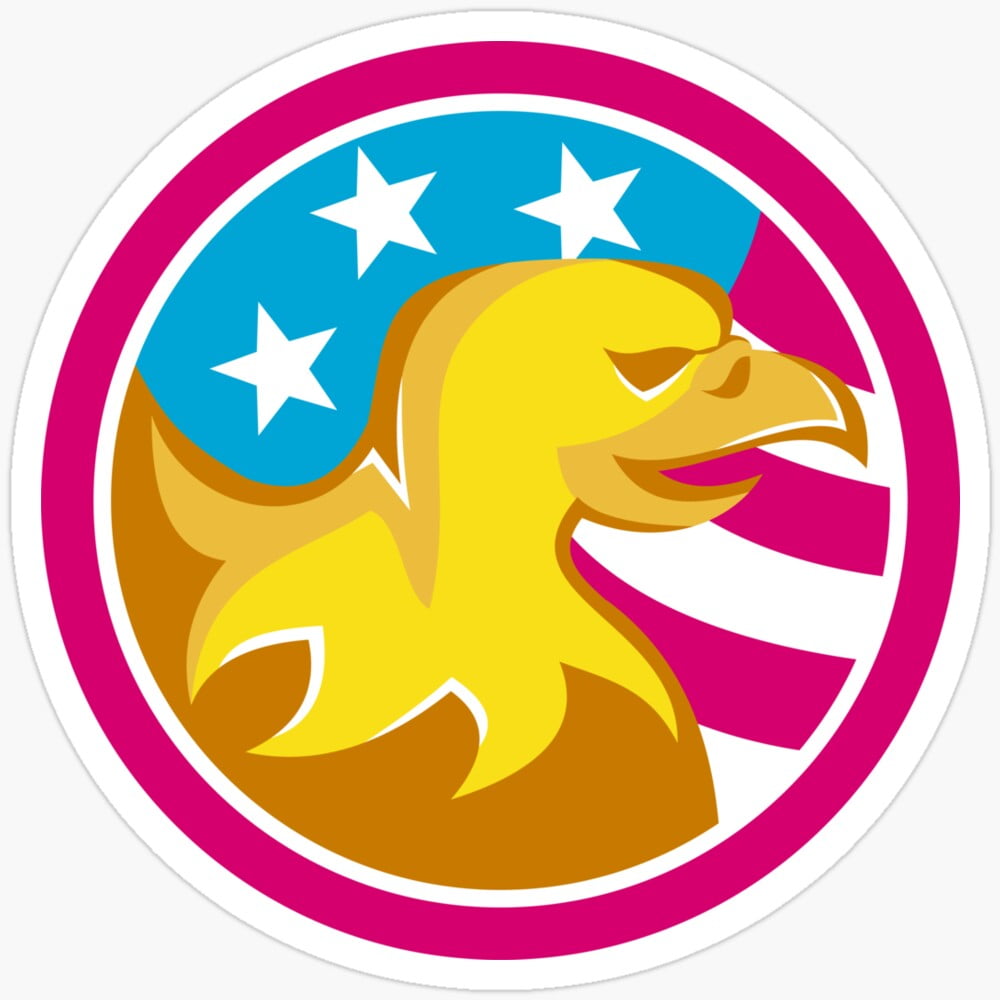 DOPASTICKER American Bald Eagle Usa Flag Circle Retro Sticker Phone ...