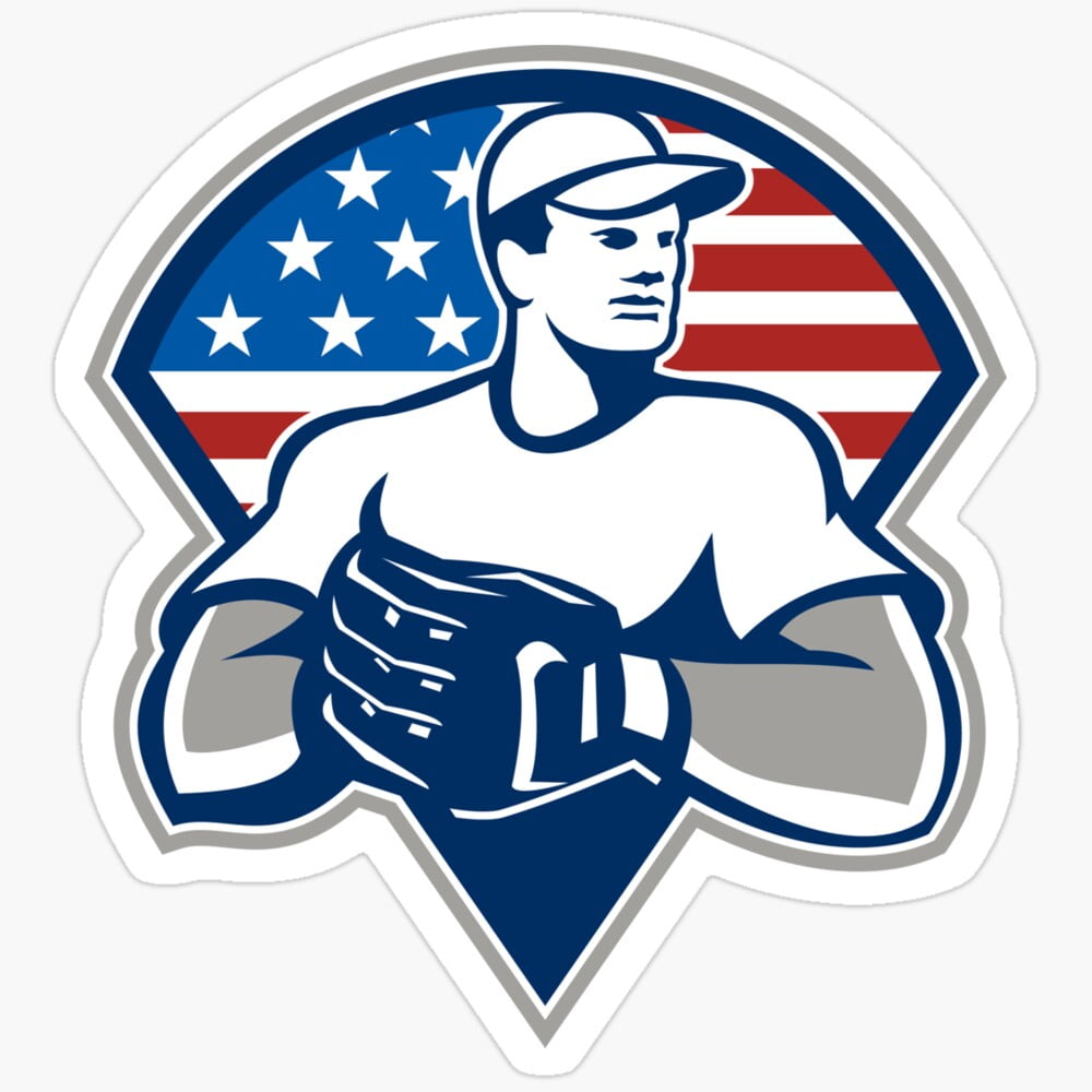 DOPASTICKER American Baseball Pitcher Gloves Retro Sticker Phone Decal ...