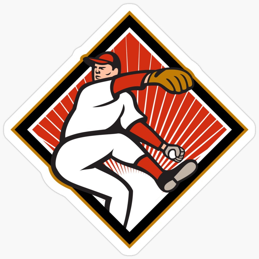 DOPASTICKER American Baseball Pitcher Throwing Ball Sticker Phone Decal ...