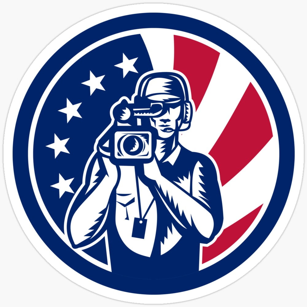 DOPASTICKER American Cameraman Usa Flag Icon Sticker Phone Decal Water ...