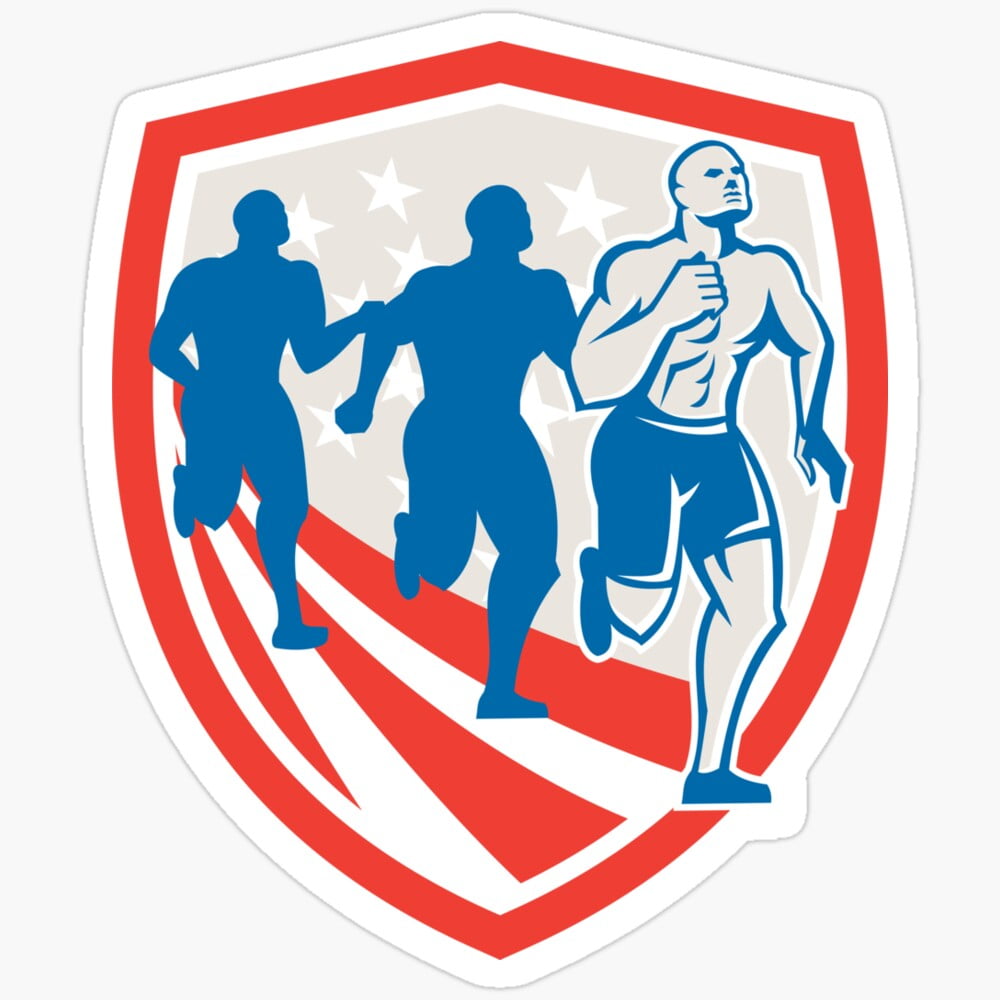 DOPASTICKER American Crossfit Runners Usa Flag Retro Sticker Phone ...