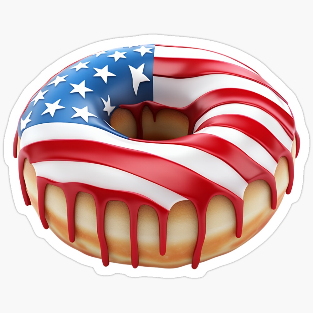 DOPASTICKER American Donut Lover Patriotic Usa Flag Frosting Snack ...