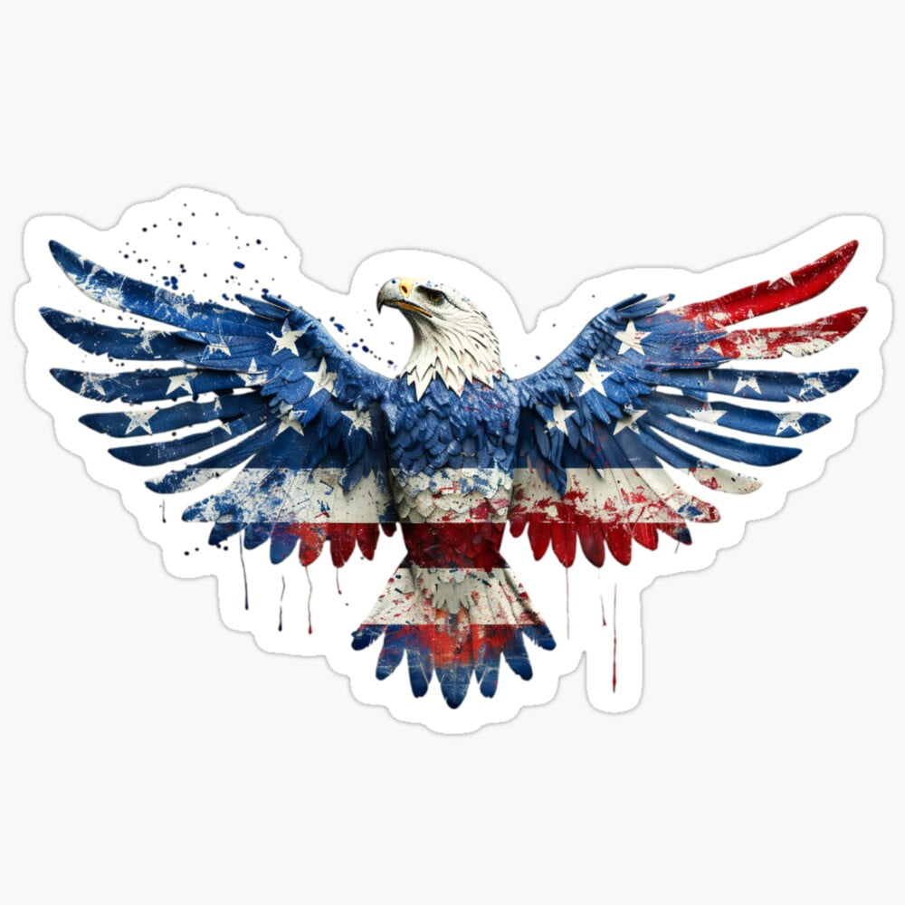 DOPASTICKER American Eagle Flag Sticker Fourth Of July Sticker ...